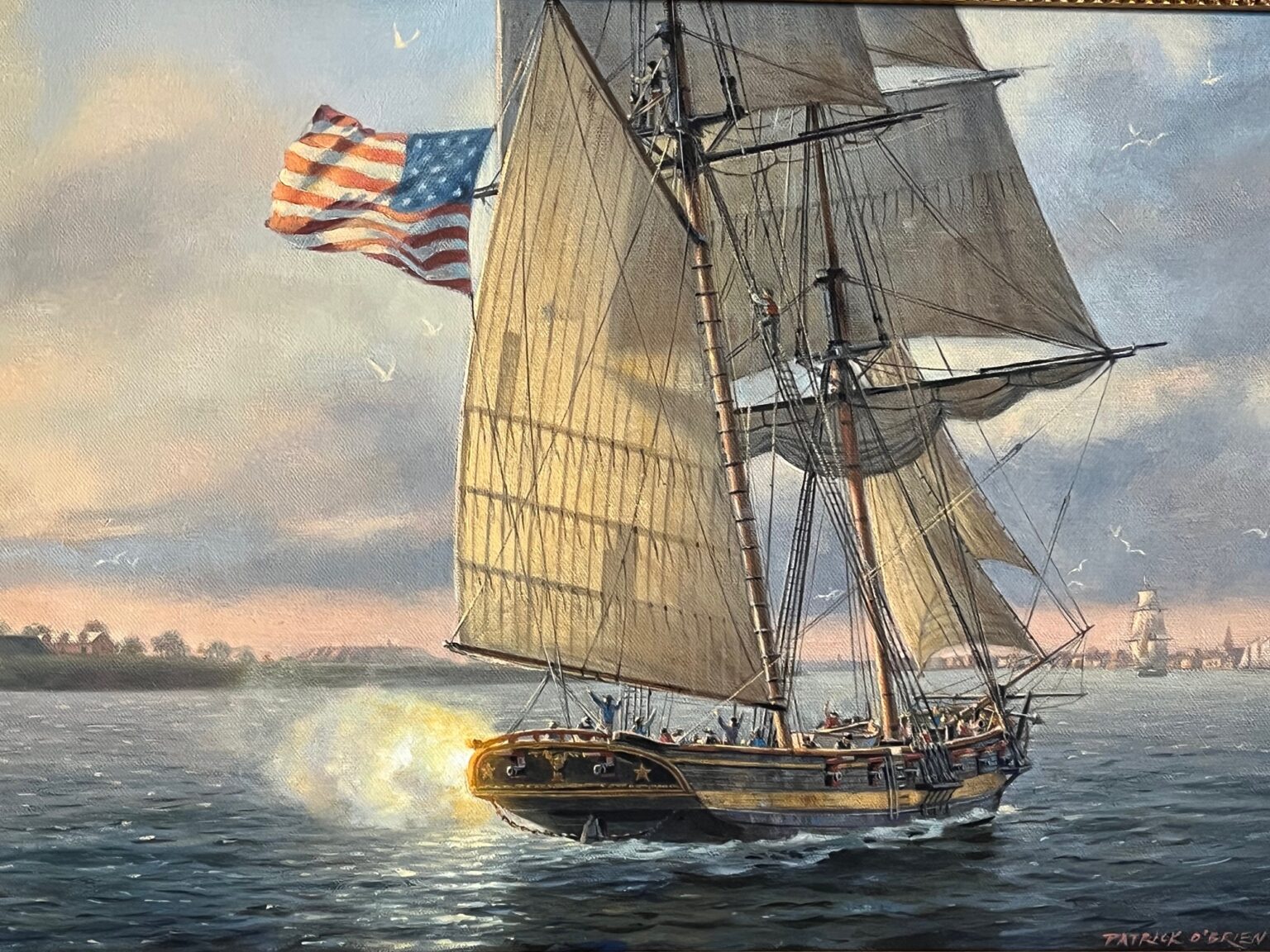 Captain Thomas Boyle aboard the privateer Chasseur proclaims the ...